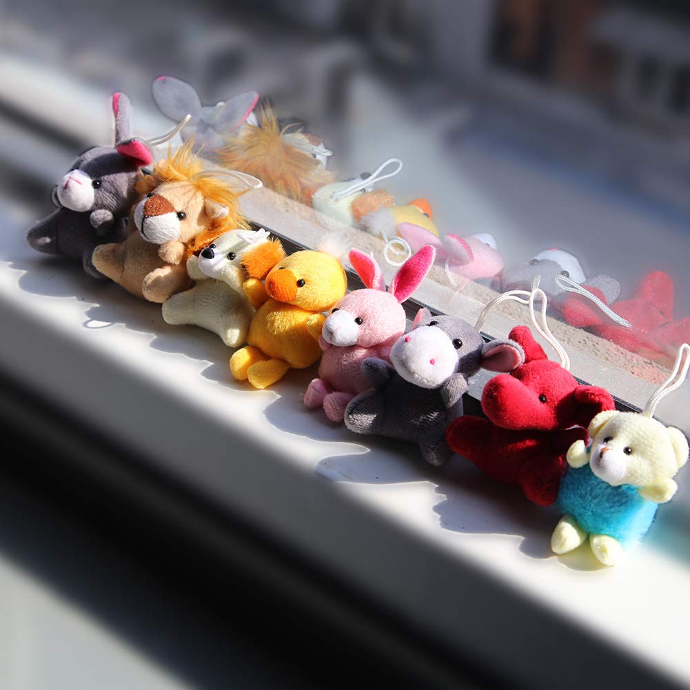 ThinkMax 24 Pack Mini Plush Animals Toy Assortment, Small Stuffed Animals in Bulk for Kids Party Favor, Easter Eggs Fillers
