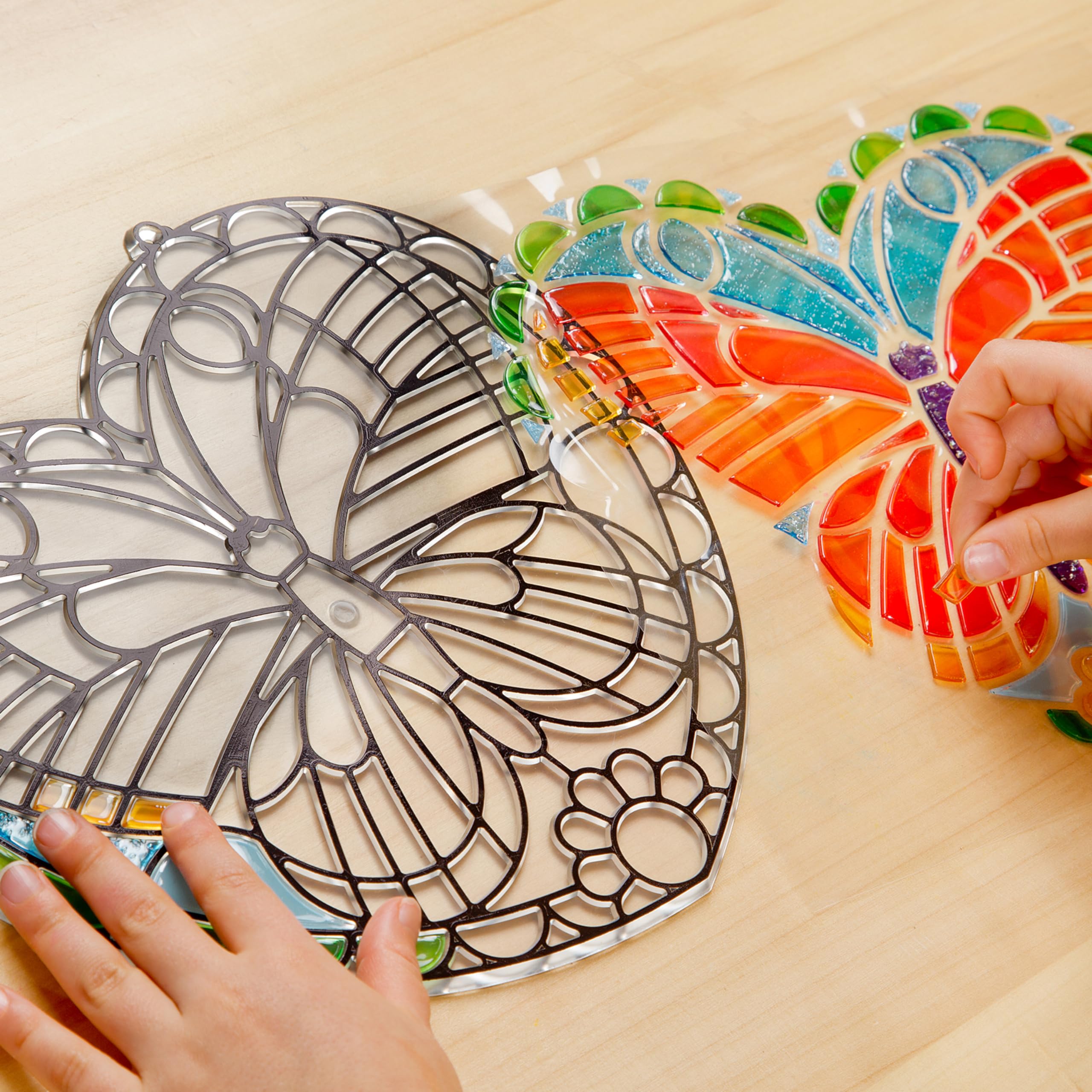 Melissa & Doug Stained Glass Made Easy Activity Kit: Butterfly - 140+ Stickers - Kids Sticker Stained Glass Craft Kit; Sun Catchers For Kids Ages 5+