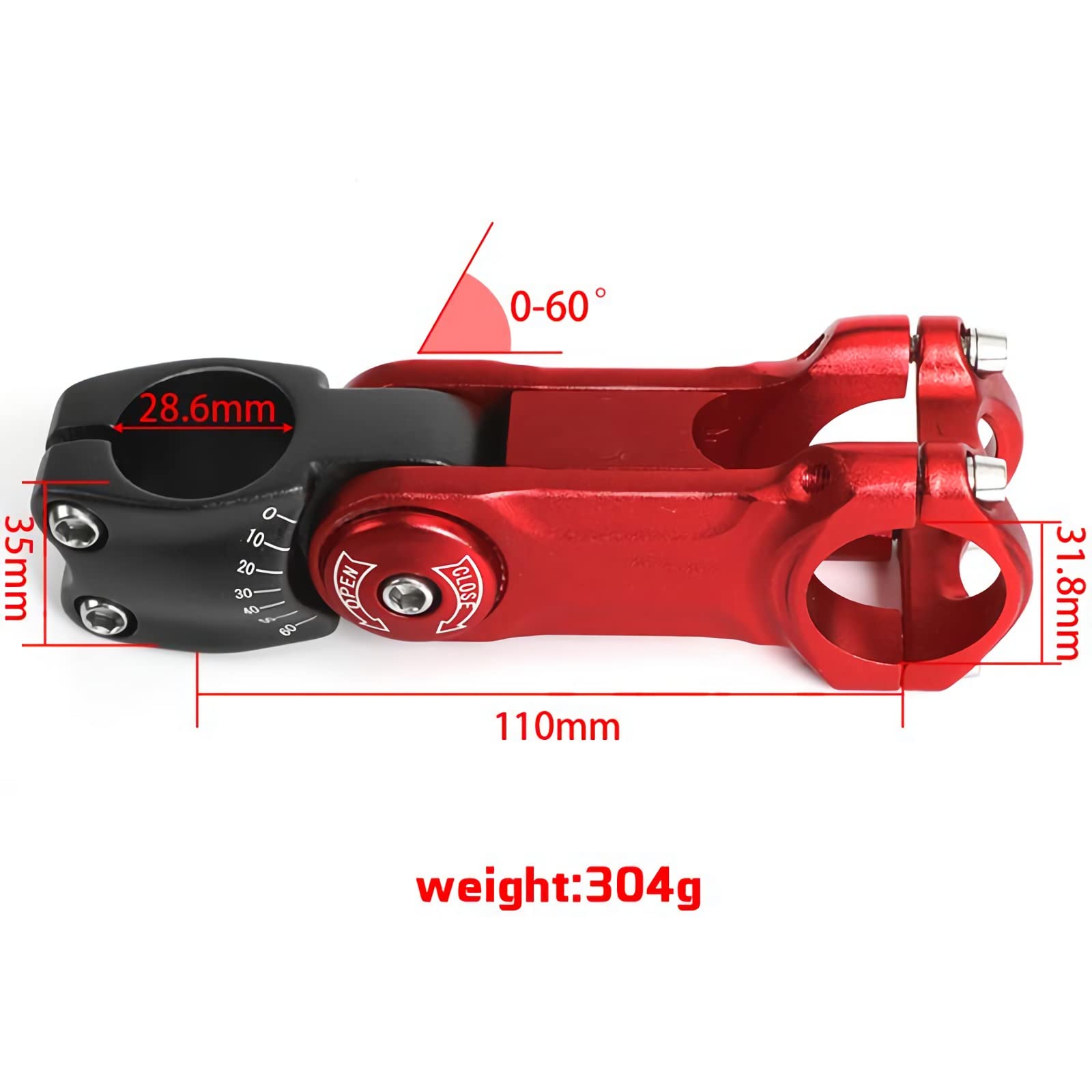 Diathou 31.8 Adjustable Stem 90mm / 110mm 0~60 Degree MTB Adjustable Handlebar Stem for Most Mountain Bike Road Bike MTB (Only Fit 1.25"/31.8mm Handlebar)