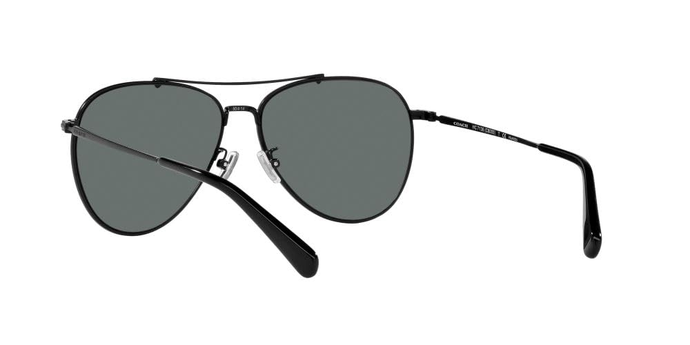 Coach HC7136 Sunglasses, Satin Black/Dark Gray Polarized Solid, 60 mm
