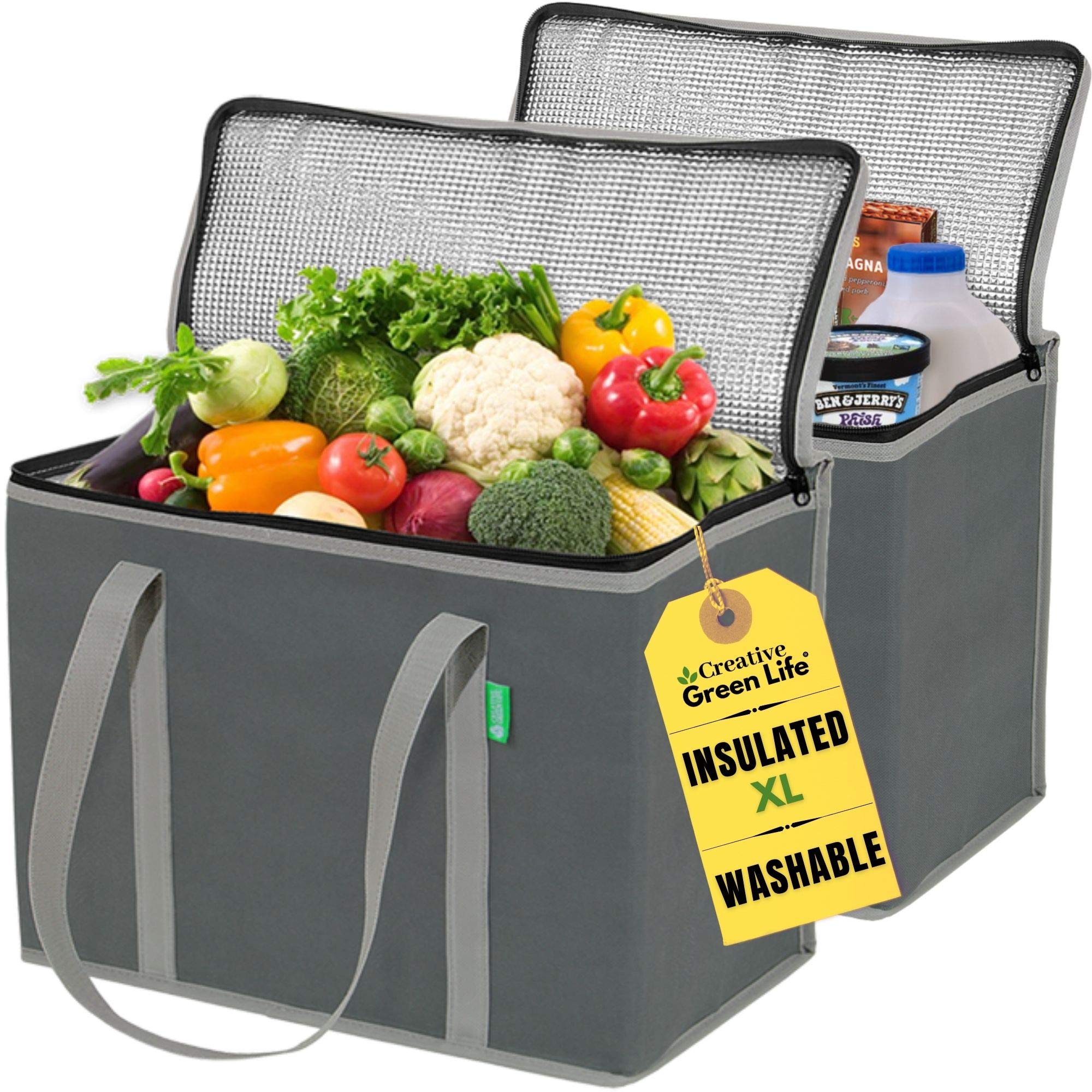 Creative Green Life Ultimate Shopping Bag 5-Pack β Reusable Grocery Box Bags (3) β Insulated Grocery Bags (2) β Premium Quality, Heavy Duty Tote Bag Set