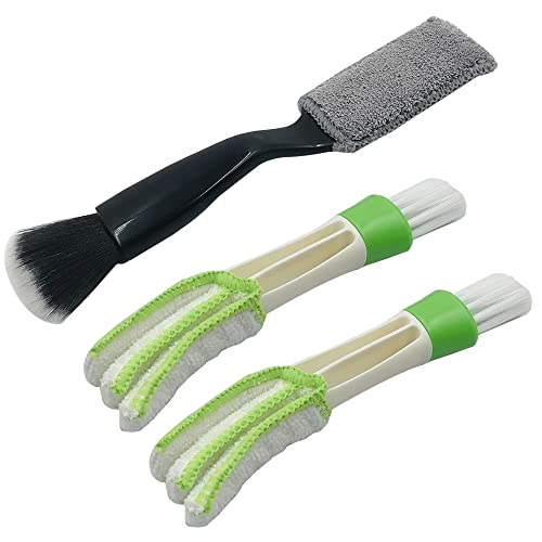 FineGood 2 Pcs Double Head Car Detailing Brushes, Car Brushes Soft Car Cleaning Kit Brush Interior Car Cleaner Detail Brushes for Car Clean