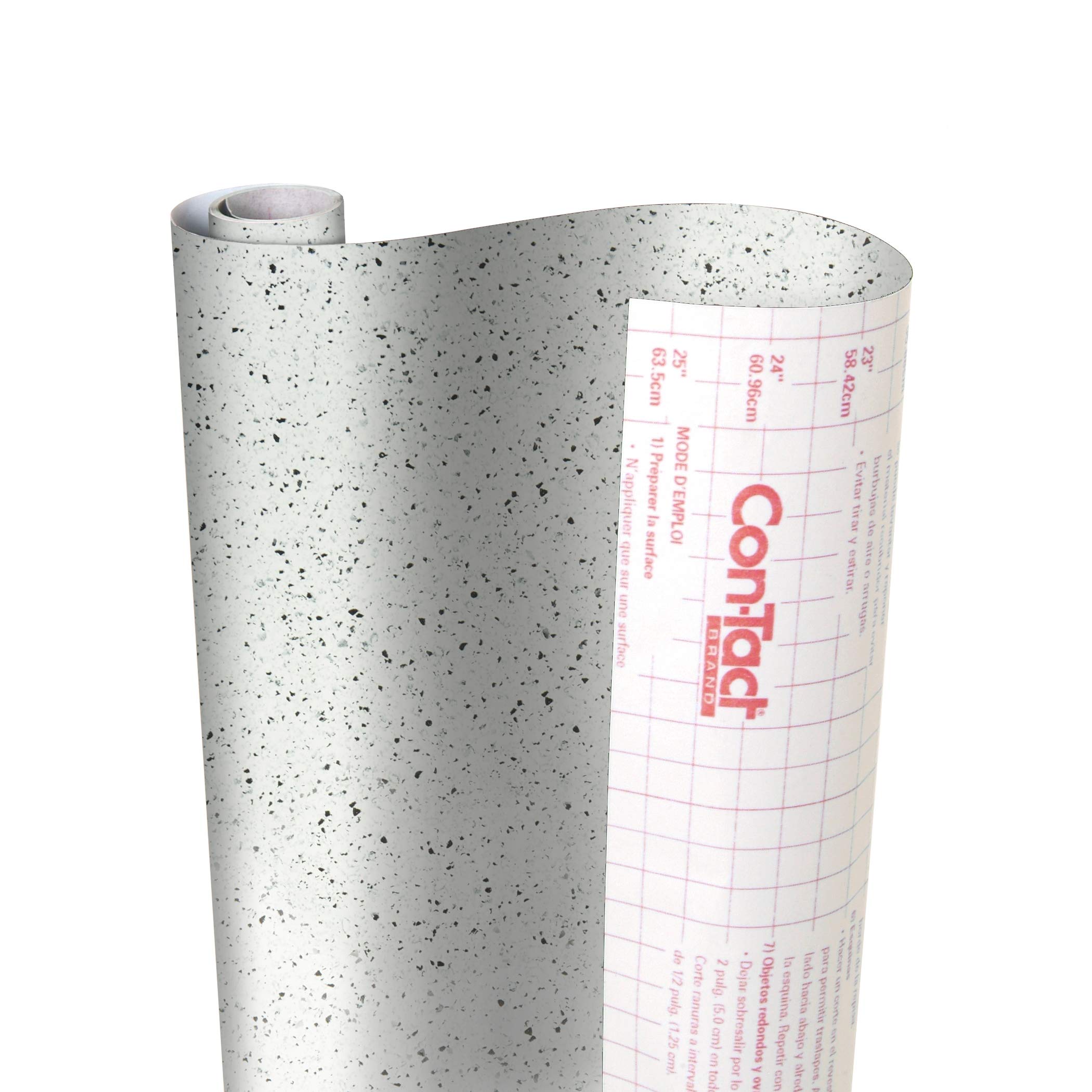 Con-Tact Brand Creative Covering, Self-Adhesive Shelf Liner, Multi-Purpose Vinyl Roll, Easy to Use and Apply, 18'' x 9', Granite Black and White