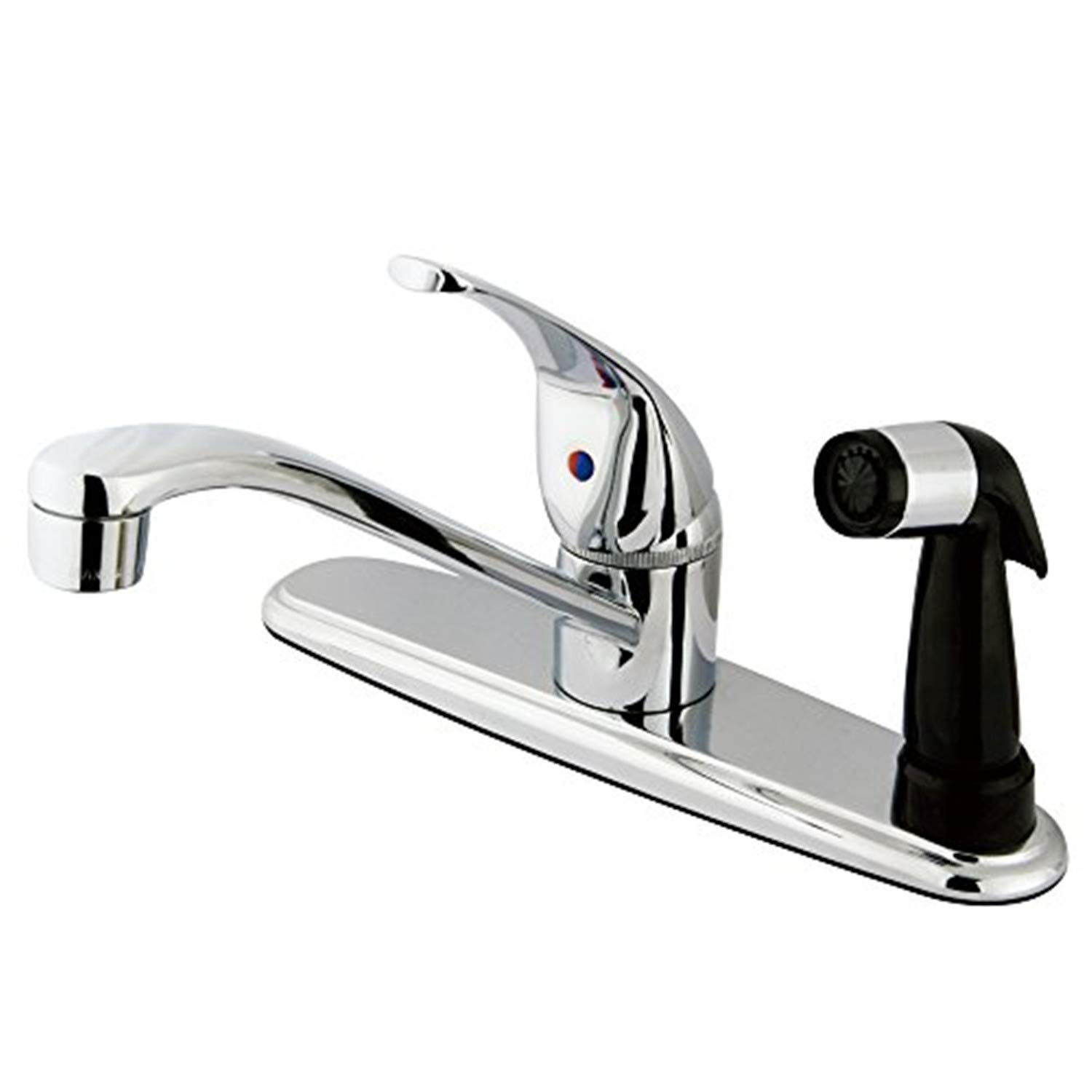 Kingston Brass KB5730 Chatham Single Lever Handle Kitchen Faucet with Deck Sprayer, 8-Inch, Polished Chrome