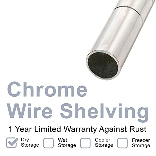 Nexel Adjustable Wire Shelving Unit, 4 Tier, Commercial Dry Storage Rack, 36" x 36" x 86", Chrome