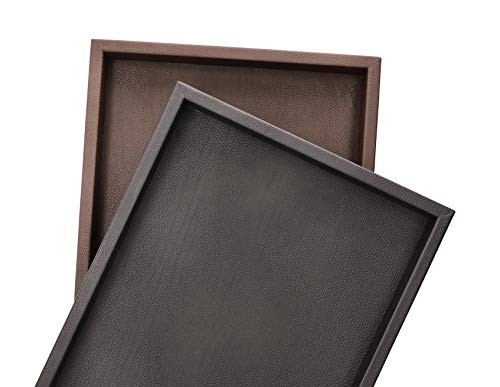 Ottoman Serving Tray Made of Wood & Faux Leather - 18β x 13β - Brown