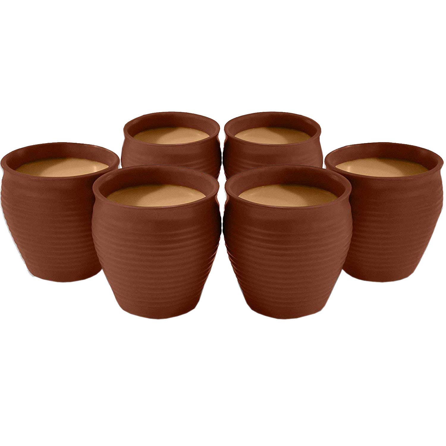 Creativegifts Ceramic Kulhar Cups Reusable Traditional Indian Chai Tea Cup (Set of 6. 100 ml each)