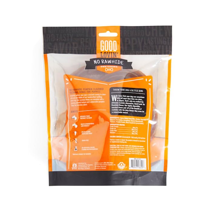 Good Lovin' Rawhide-Free Pumpkin Puppy Ring Dog Treats, 9.9 oz., Count of 8