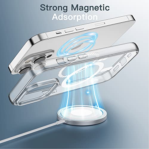JETech Magnetic Case for iPhone 13 Pro 6.1-Inch Compatible with MagSafe Wireless Charging, Shockproof Phone Bumper Cover, Anti-Scratch Clear Back (Clear)