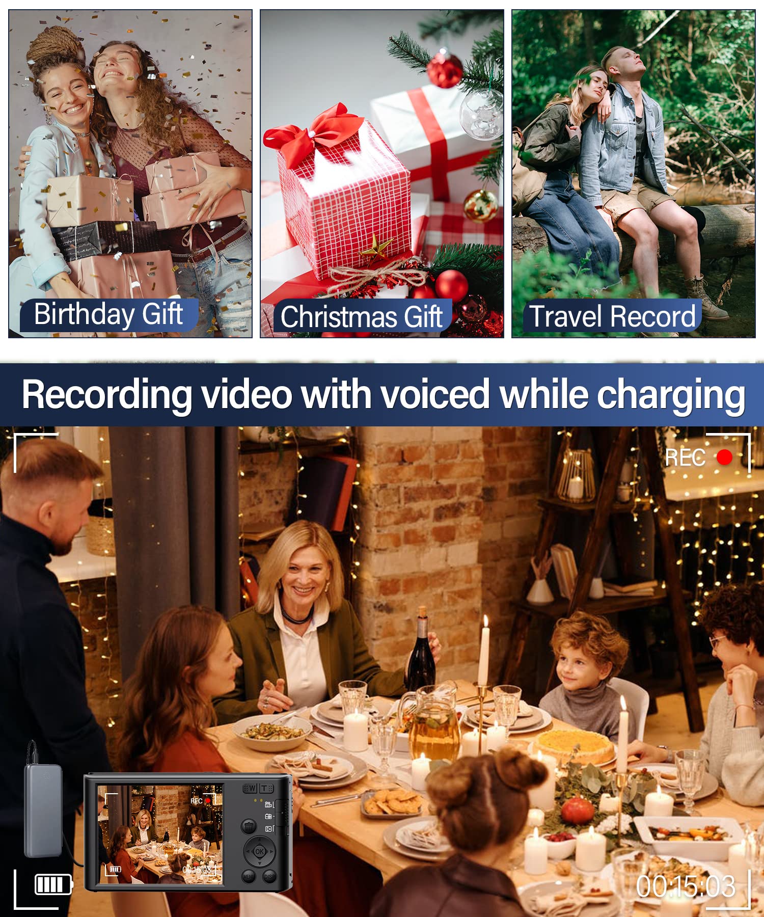 Digital Cameras for Photography 2.7K Vlogging Camera for YouTube, 44MP 16X Digital Zoom Point and Shoot Camera for Kids, Beginners, Include 32GB SD Card & 2 Rechargeable Batteries by Saneen -Black
