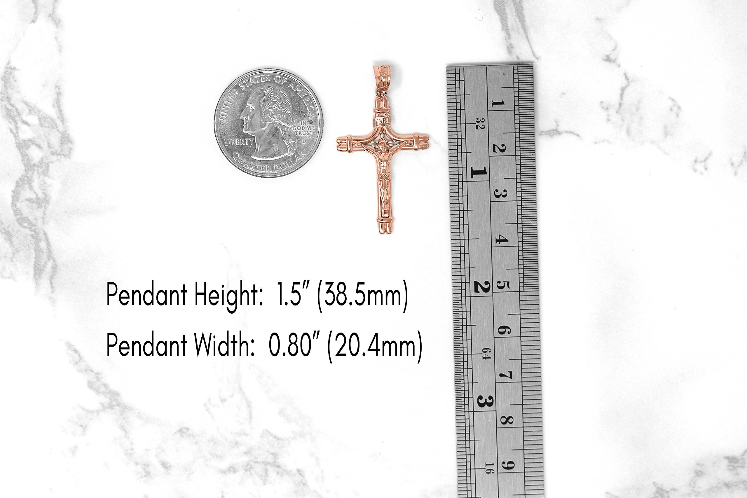 CaliRoseJewelry 10k INRI Crucifix Jesus on The Cross Pendant Necklace in Rose Gold, 18"