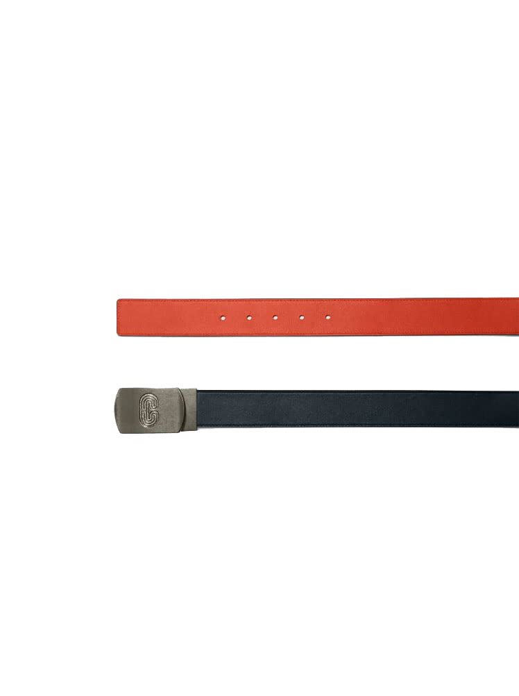 COACH Men's Plaque Buckle Cut To Size Reversible Belt, 38 Mm (Black Antique Nickel/Midnight/Mango)
