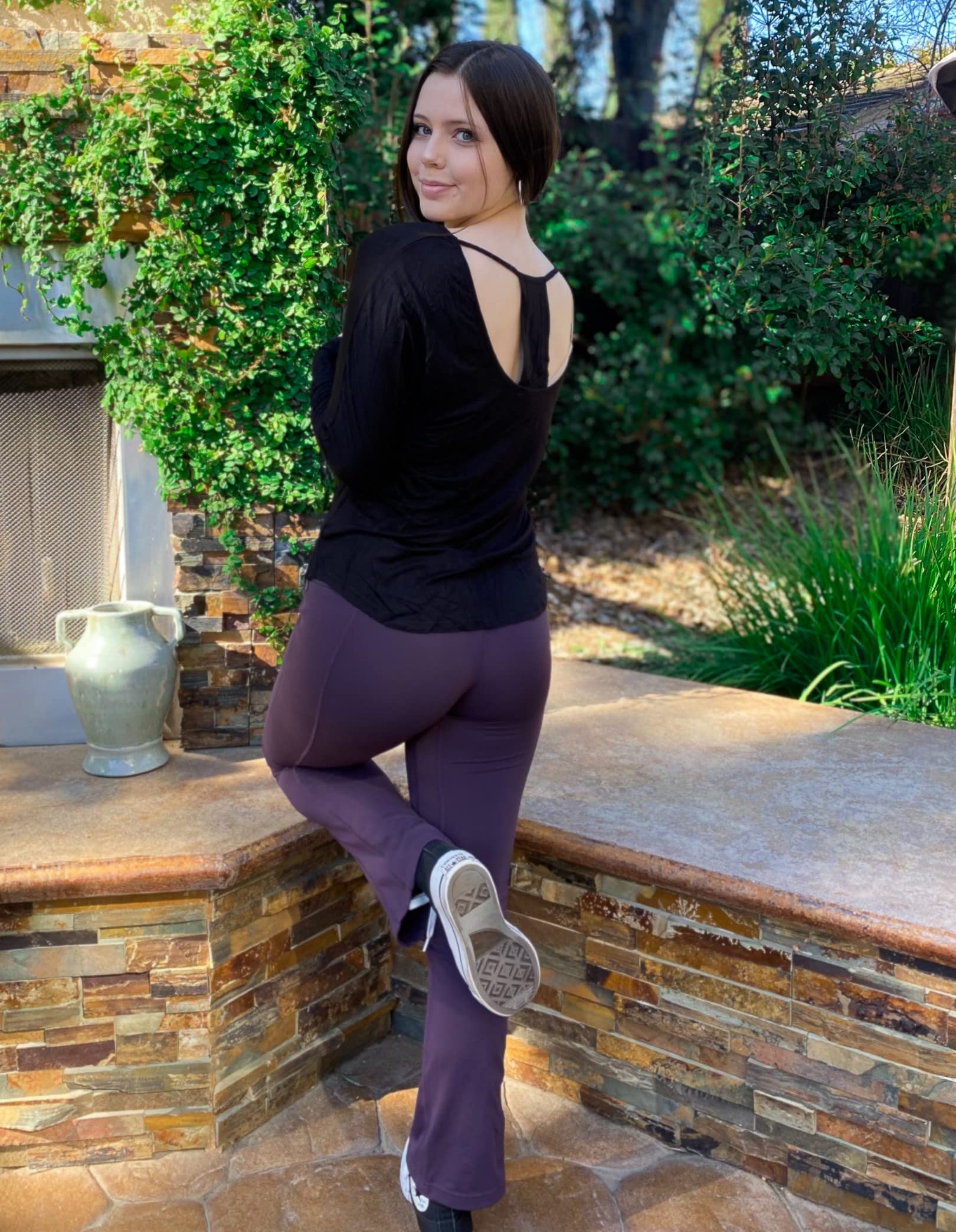 Cute Long Sleeve Workout Shirts for Women Loose Fit Open Back Athletic Yoga Gym Running Tops