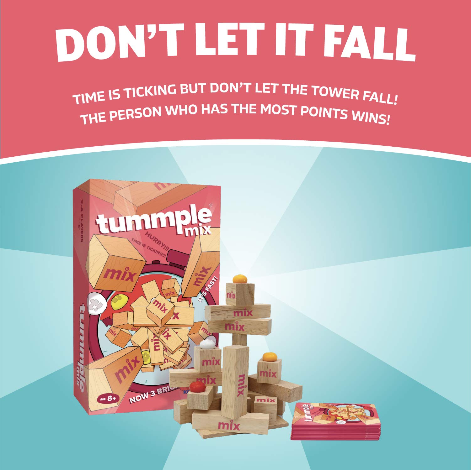 Tummple Mix - Wooden Block Stacking Tower Game β Fun Party Game & Family Board Game for Kids, Teens, & Adults β STEM Educational Game