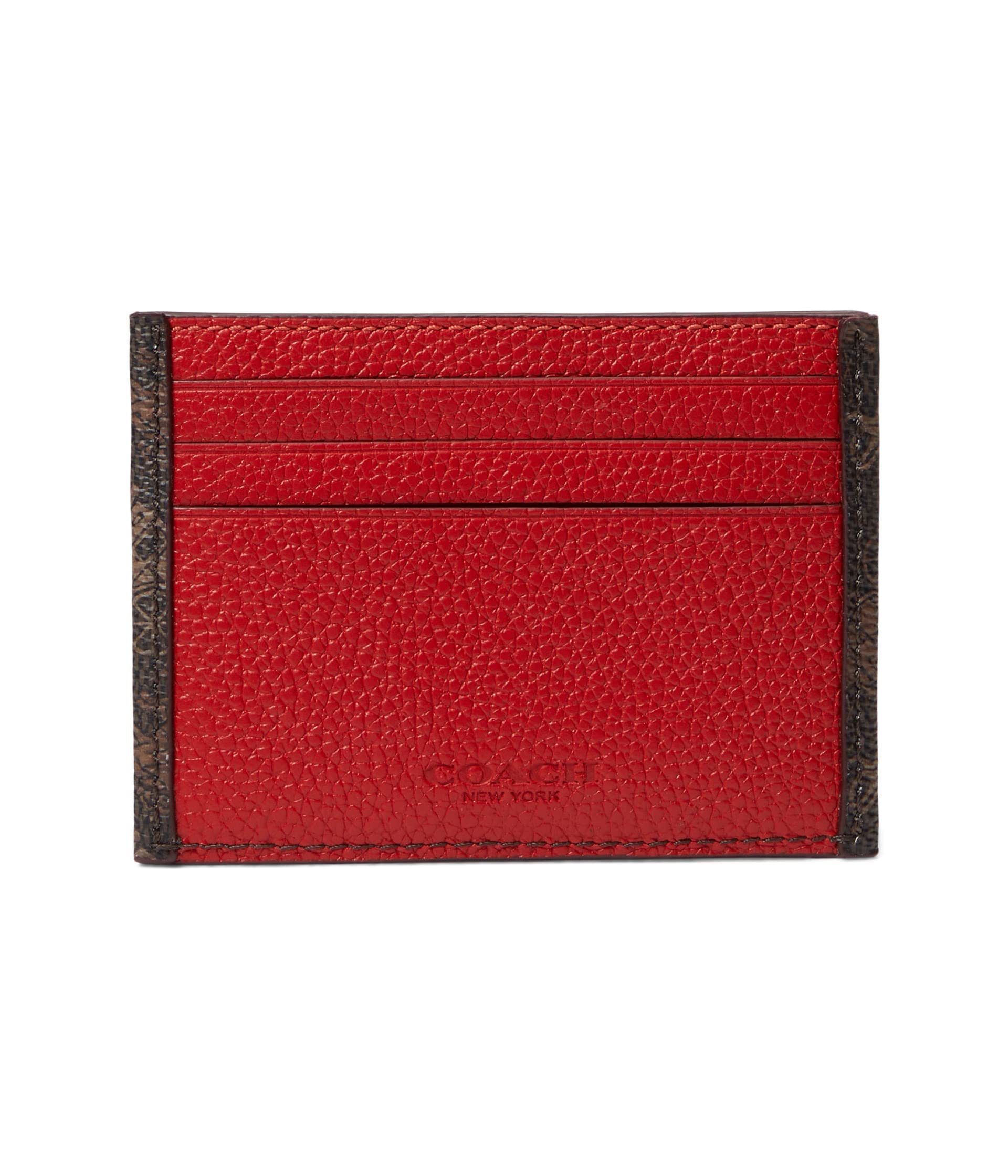 Coach Refined Flat Card Case Truffle/Sport Red PROCESSING PROCESSING