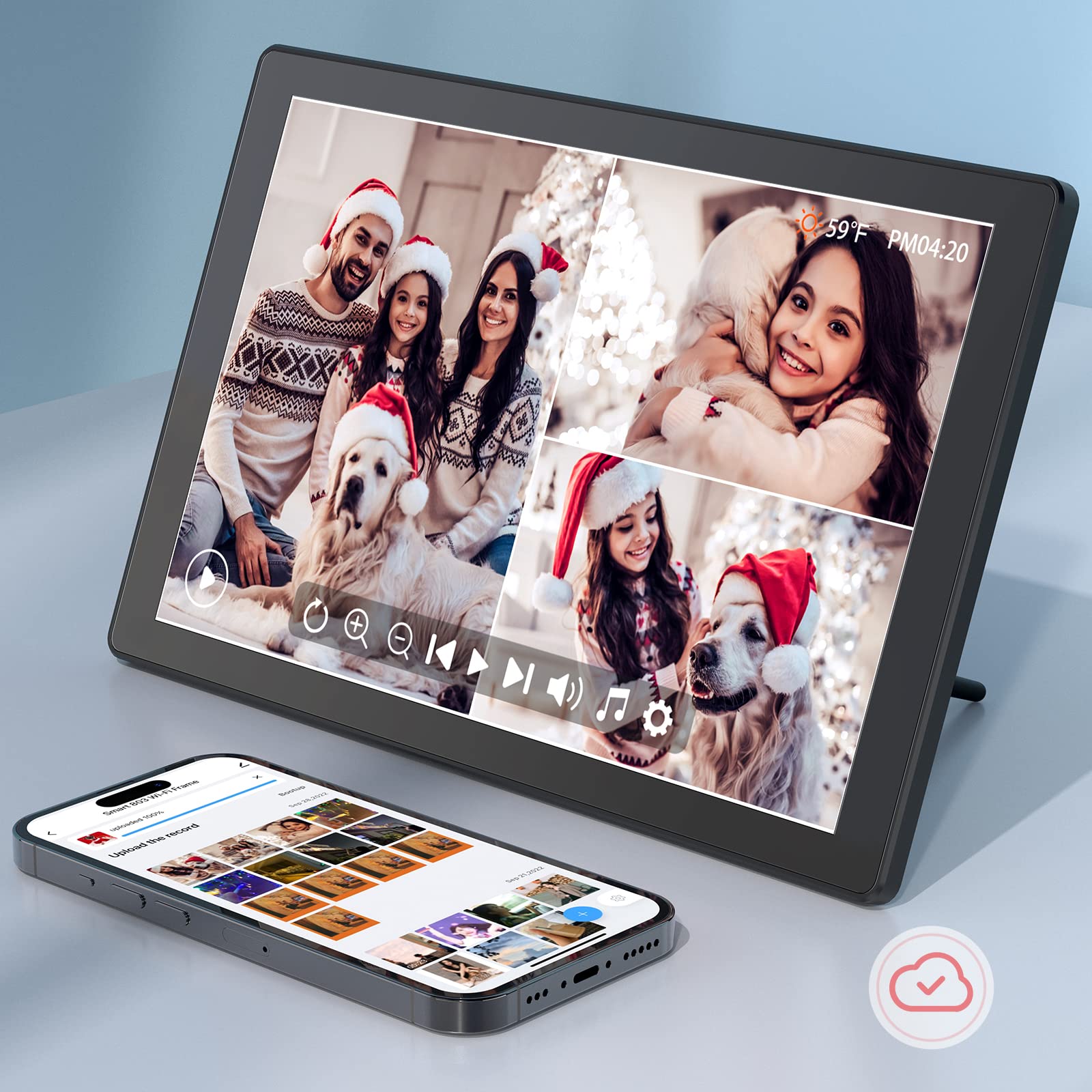 Digital Picture Frame 10.1 inch, Digital Photo Frame Slideshow with APP, Electronic WiFi Picture Frame Smart Photo Video Frames, Large Photo Share Digital Frame 1280x800 IPS FHD Cloud Storage