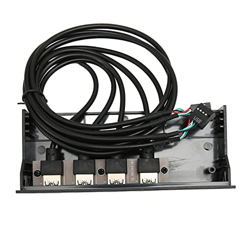 DAUERHAFT USB2.0 Hub Front Panel, 5.25 Inch Multifunctional 4 Ports Front Panel 19 Pin for 5.25 Inch PC Computer Case