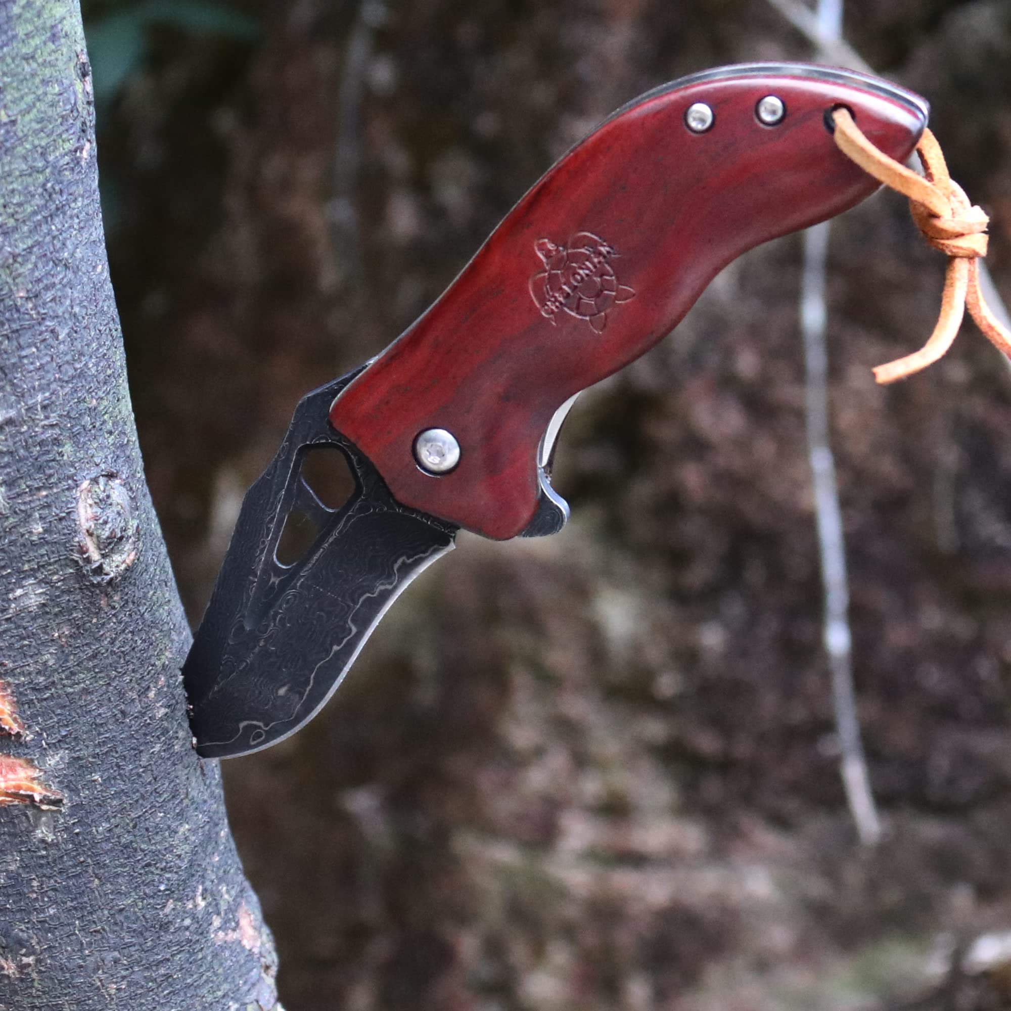 CHELONIAN Gifts for Dad,EDC Retro Folding Pocket Knife with Sandalwood Handle,Gift for Men,Collection