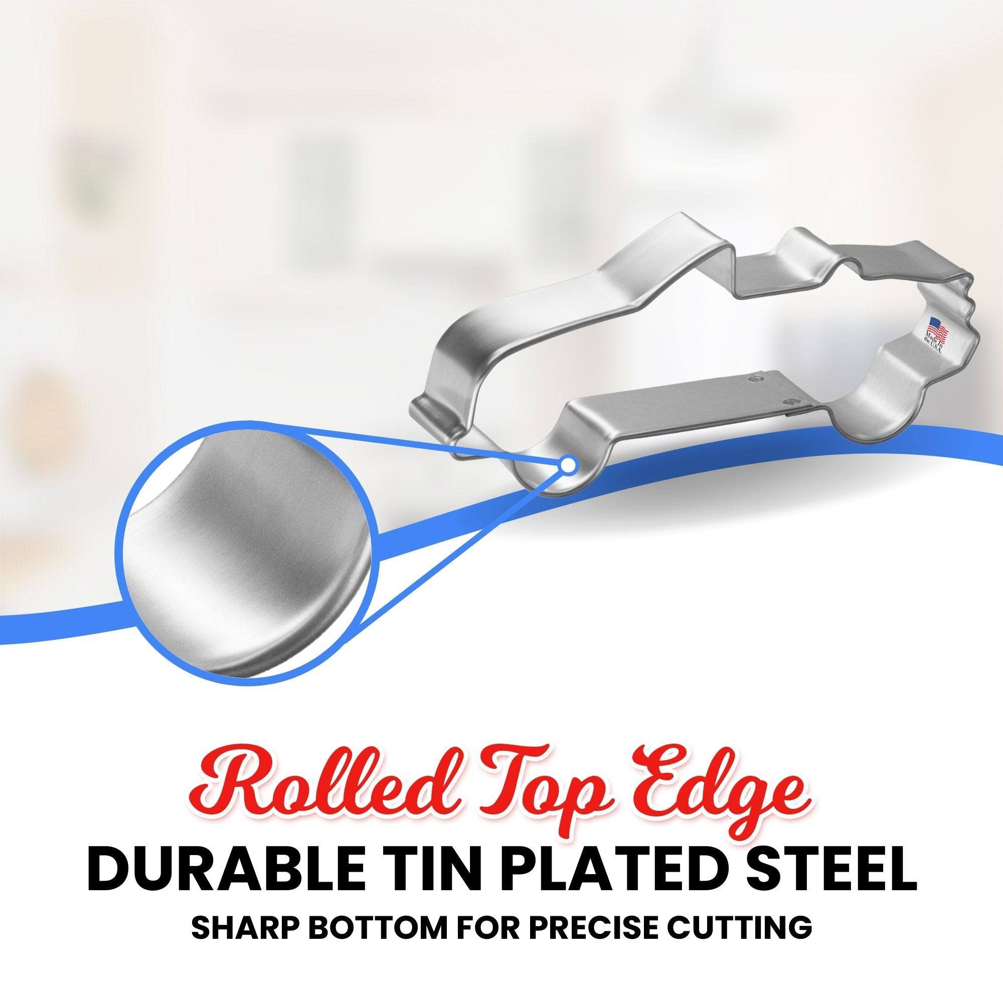 Convertible Car Cookie Cutter 4.5 in – Made in the USA – Foose Cookie Cutters Tin Plated Steel – Cookie Mold