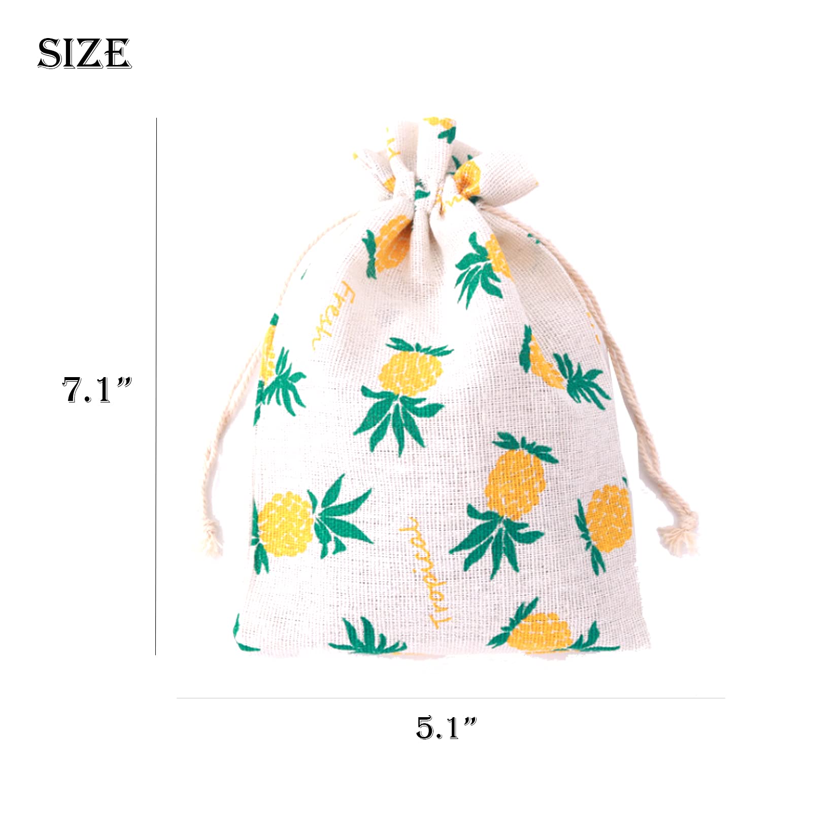RIGHTA TECH Pineapple Gift Treat Bags Drawstring Gift Bag Pineapple Favor Bag for Wedding Bridal Shower Birthday Party Hawaiian Luau,Summer Beach Tropical Party Decorations