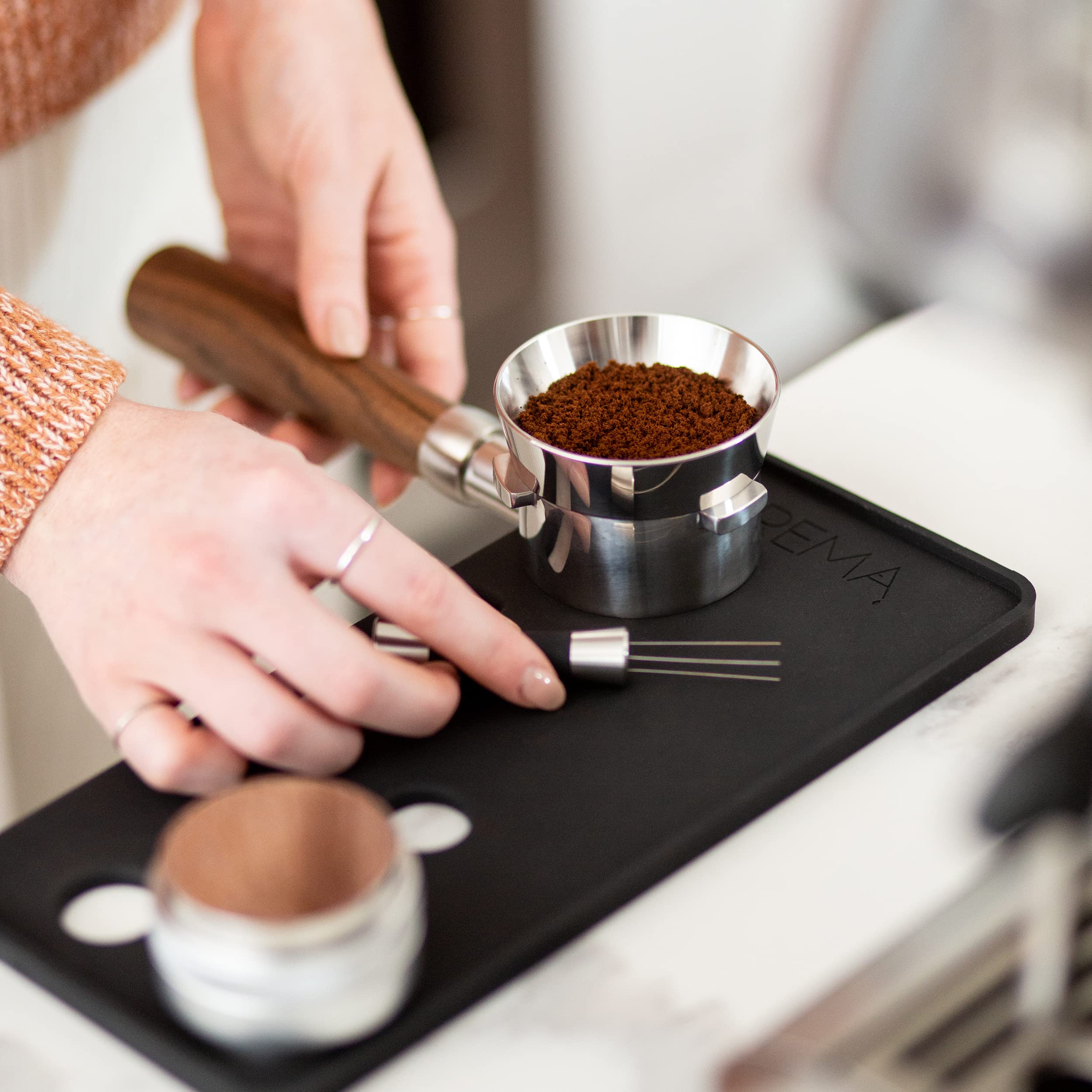 Crema Coffee Products | 54mm Espresso Dosing Funnel/Ring | Silver | Fits 54mm Breville Portafilter | 54mm | Silver