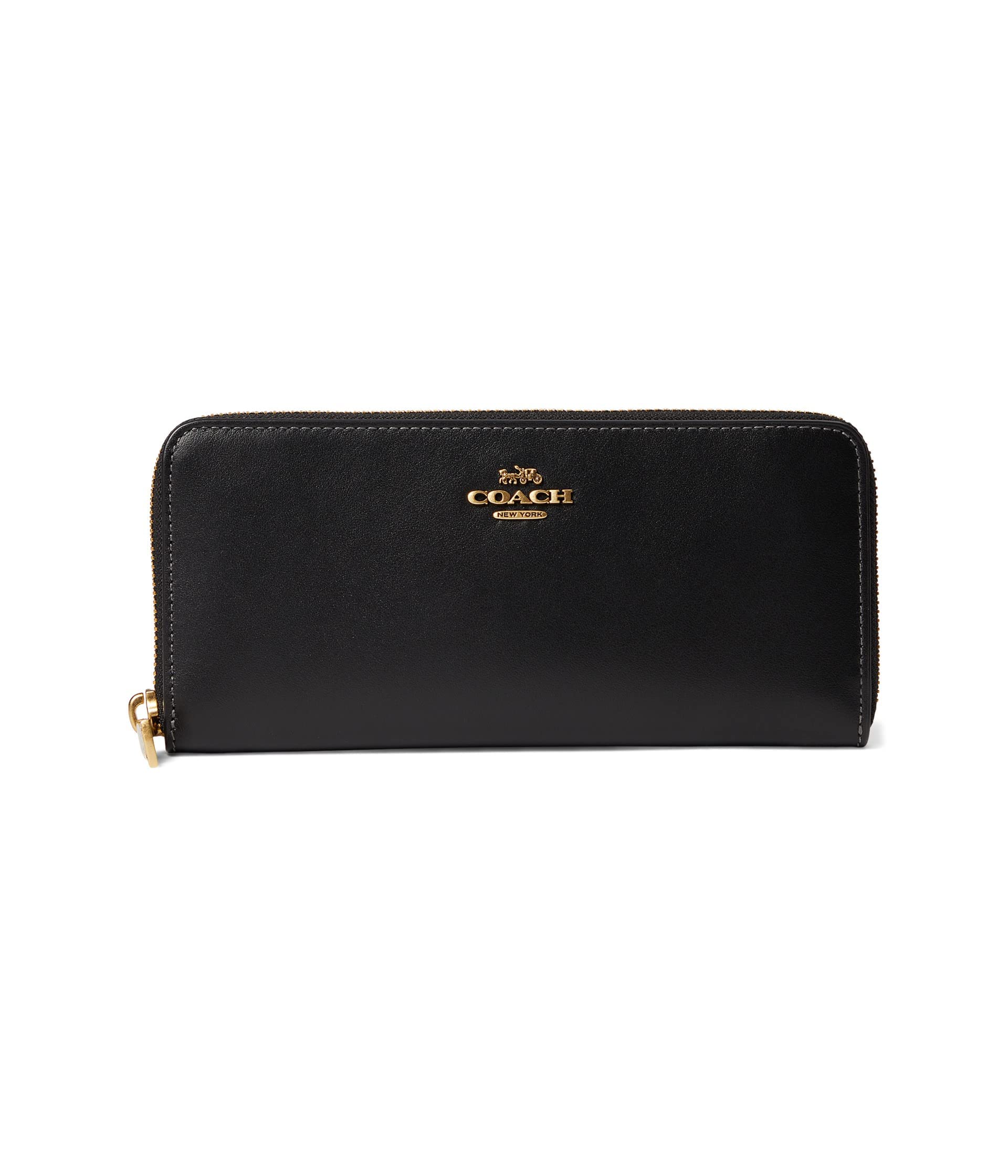 Coach Smooth Leather Slim Accordion Zip Black One Size