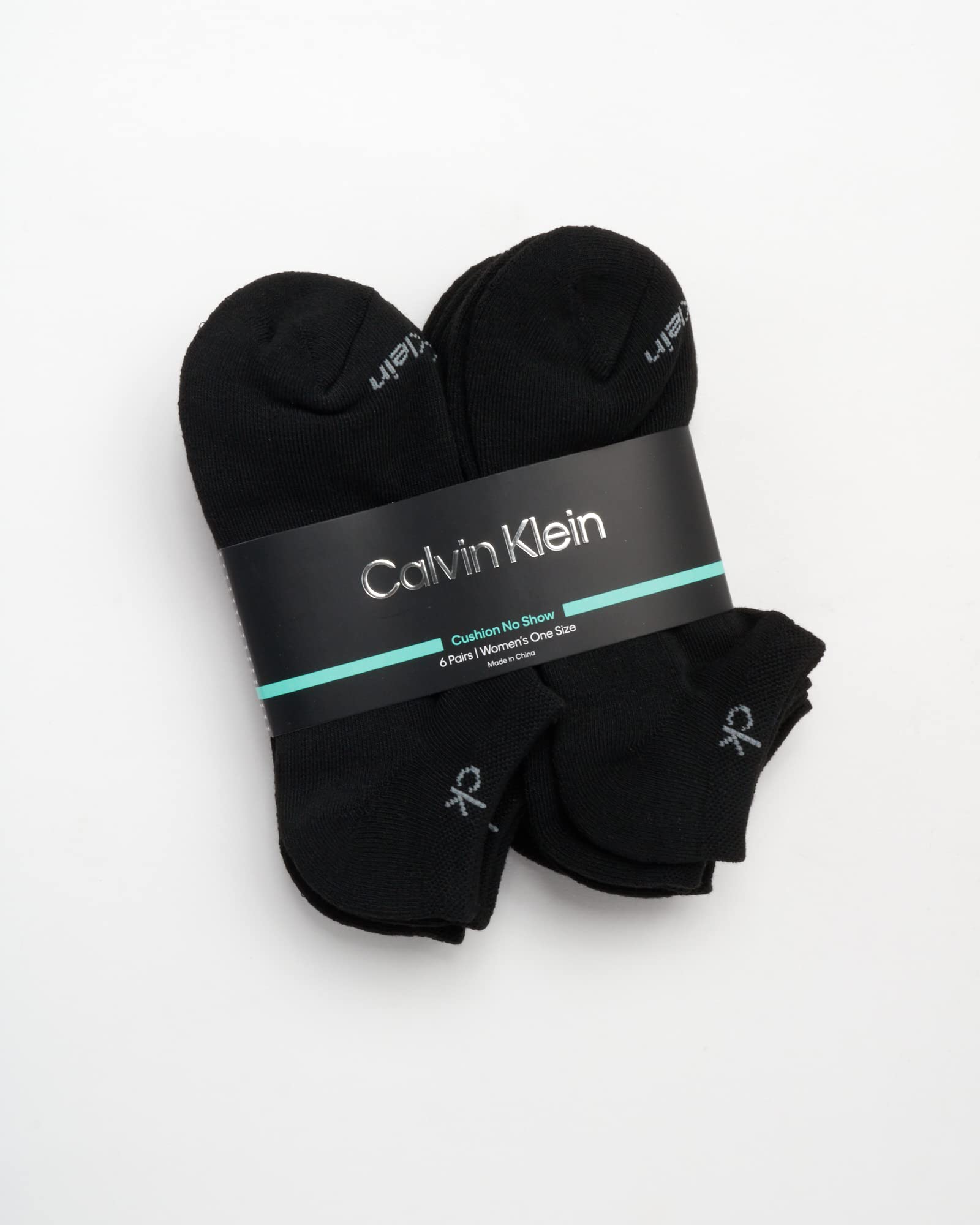 Calvin Klein Women's Athletic Socks - Cushion No Show Socks (6 Pack), Size 4-10, Black