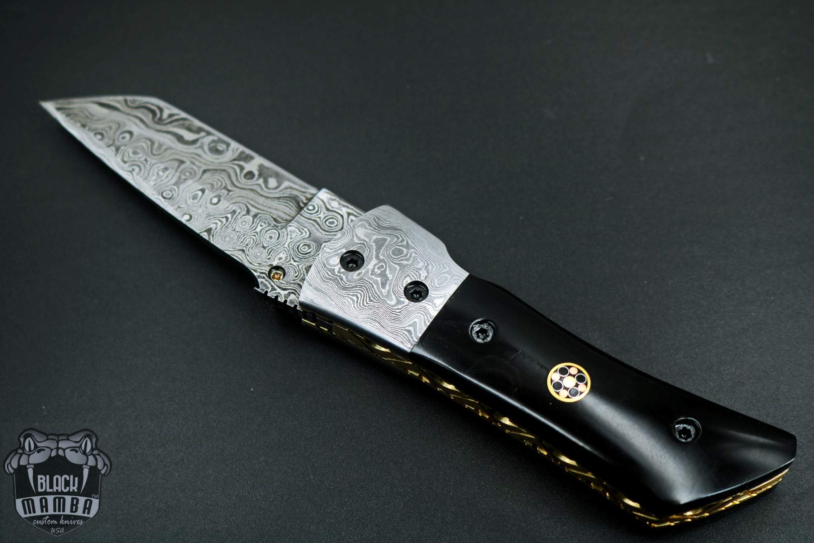 BLACK MAMBA KNIVES Damascus Pocket Knife with Clip, Folding Knife, Damascus Steel Folding Pocket Knife Folding Hunting Knife