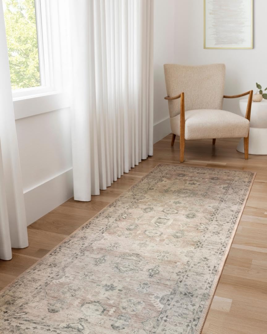 Loloi II Hathaway Collection HTH-03 Java/Multi 2'-0" x 5'-0", .25" Thick, Accent Rug, Soft, Durable, Printed, Modern, Low Pile, Non-Shedding, Easy Clean, Living Room Rug