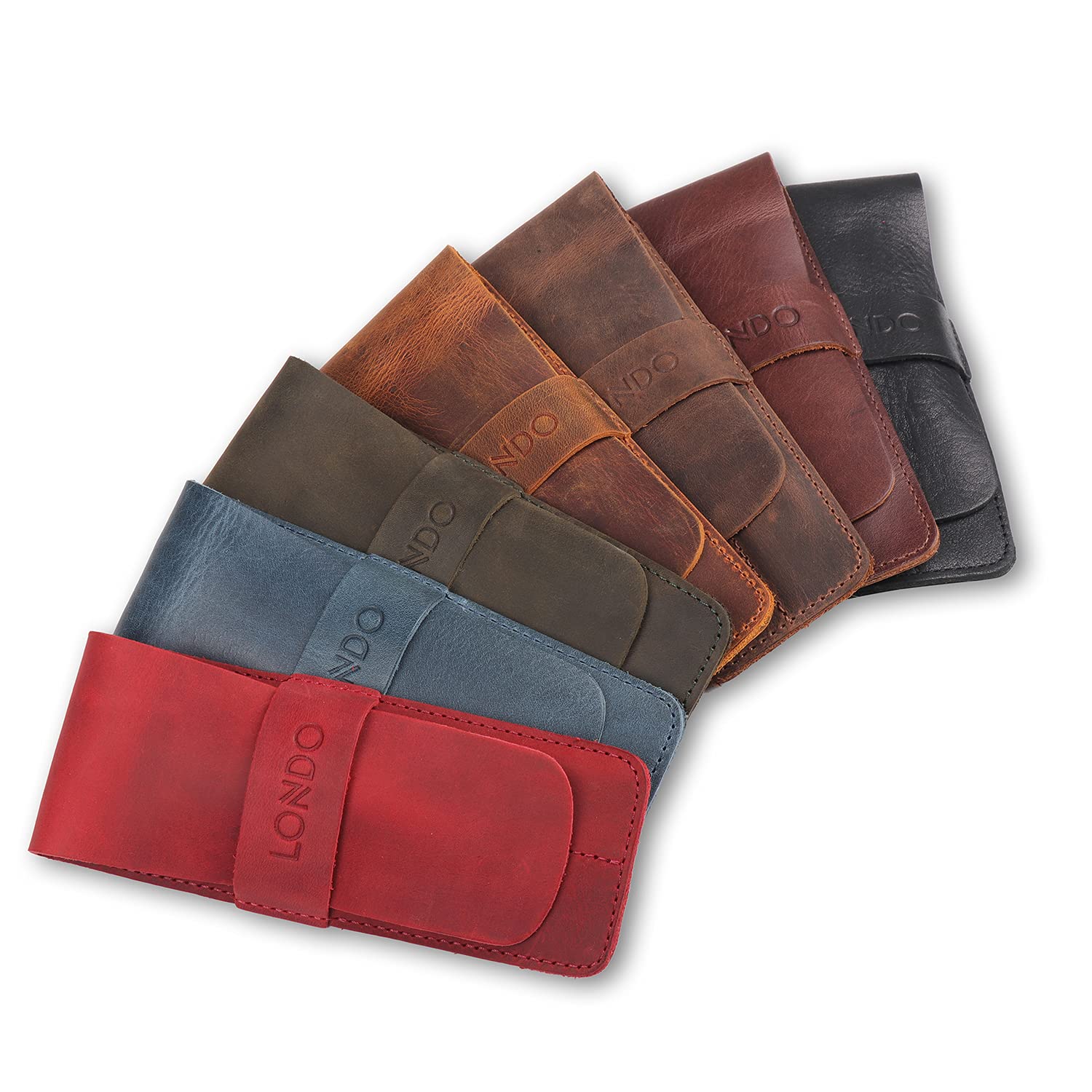 Londo Two compartment Genuine Leather Pen Case with Sleeve Cover - Mink