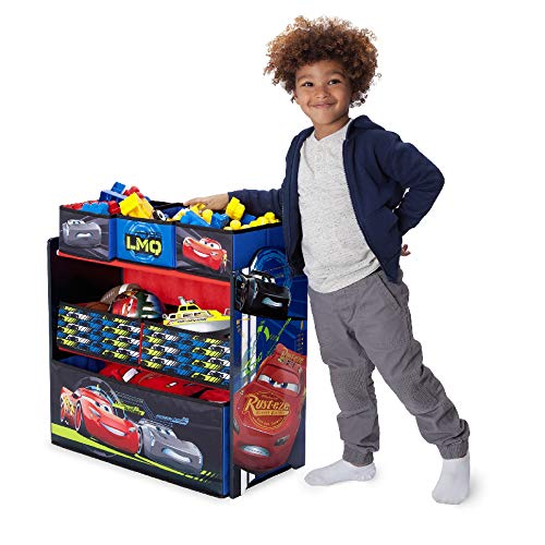 Delta Children Chair Desk with Storage Bin + Design and Store 6 Bin Toy Storage Organizer, Disney/Pixar Cars (Bundle)