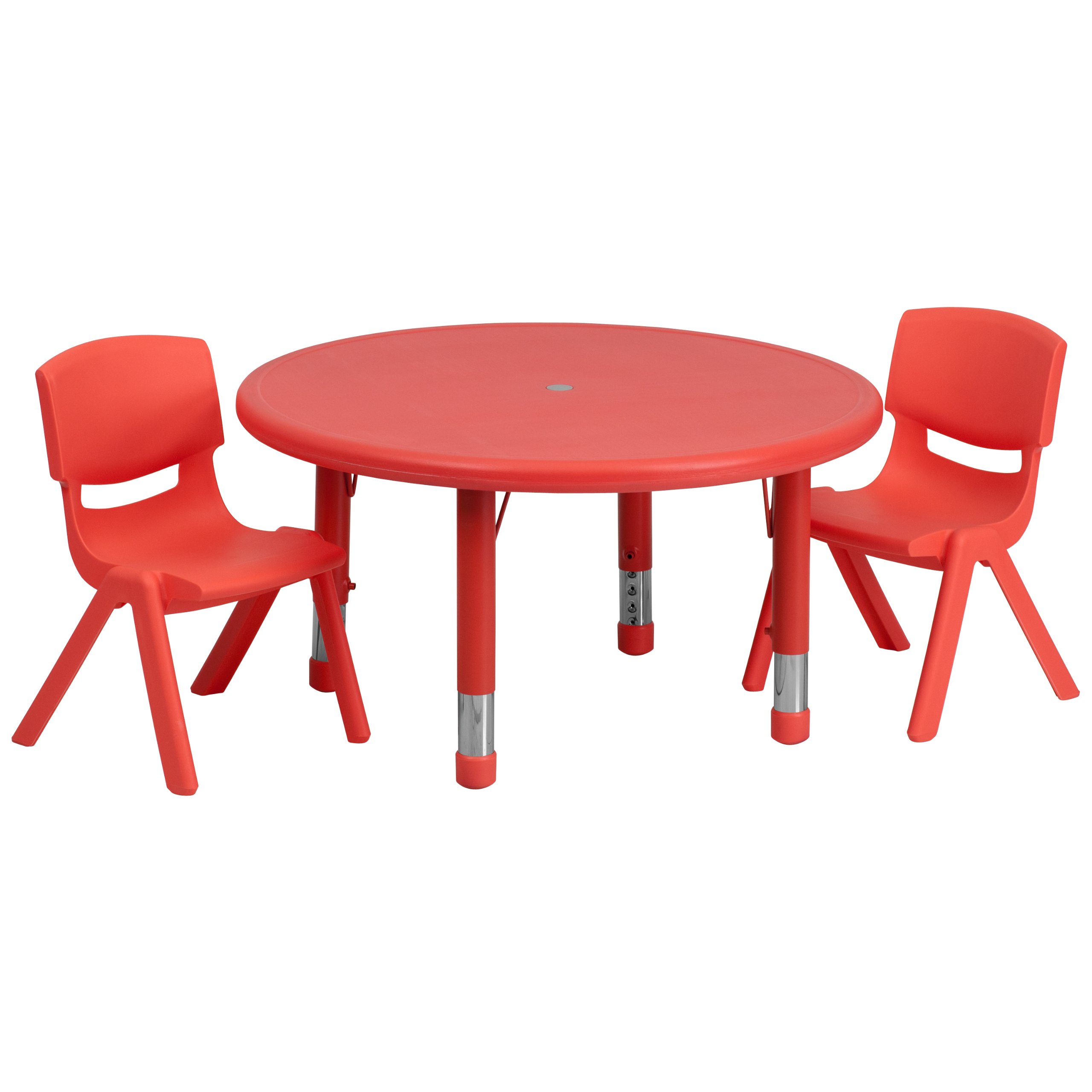 Flash Furniture 33RD Red Activity Table Set, 33" W x 33" D x 14.50"-23.75" H