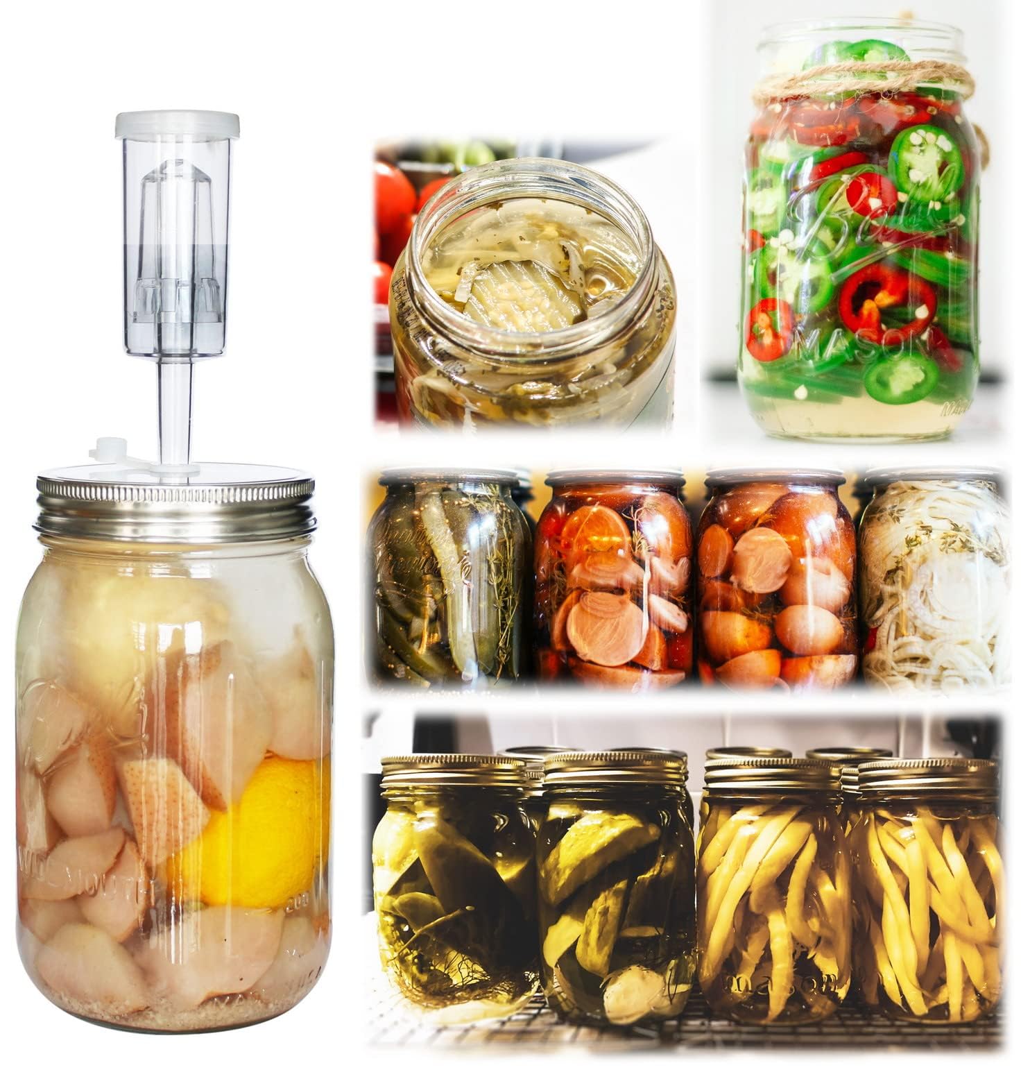 laffeya Fermentation Lids, Fermentation Kit- 2 Mason Jars Fermenting Lids, 2 Airlocks for Fermenting, 4 Grommets, Fermentation Kit for Making Hot Sauce Pickle Kombucha (Jars Not Included)