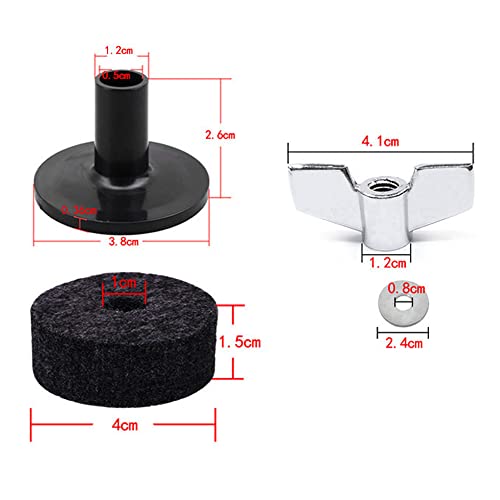 Cymbal Replacement Accessories Cymbal Sleeves with Base Wing Nuts Cymbal Felts Hi-Hat Clutch Felt Hi Hat Cup Felt&Cymbal Washer (B-12)