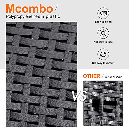 MCombo 7pcs Patio Furniture Set All-Weather Outdoor Sectional Sofa Rattan Pattern Patio Conversation Set w/Seat Cushions 6050-800 (Blue)