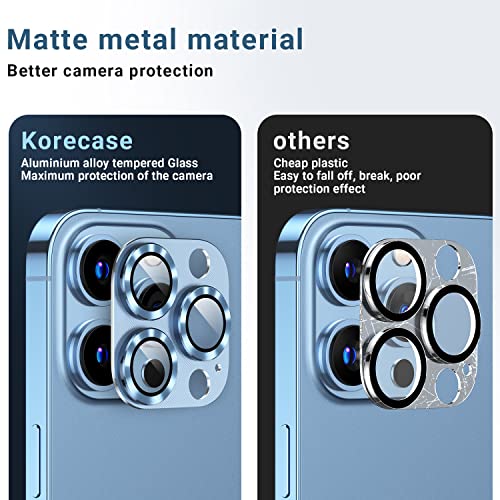 Korecase 2 Pack for iPhone 13 Pro & iPhone 13 Pro Max Camera Lens Protector Metal Tempered Glass Camera Cover,Whole Piece 9H Strong Stickiness Rear Camera Lens Case Friendly - Black