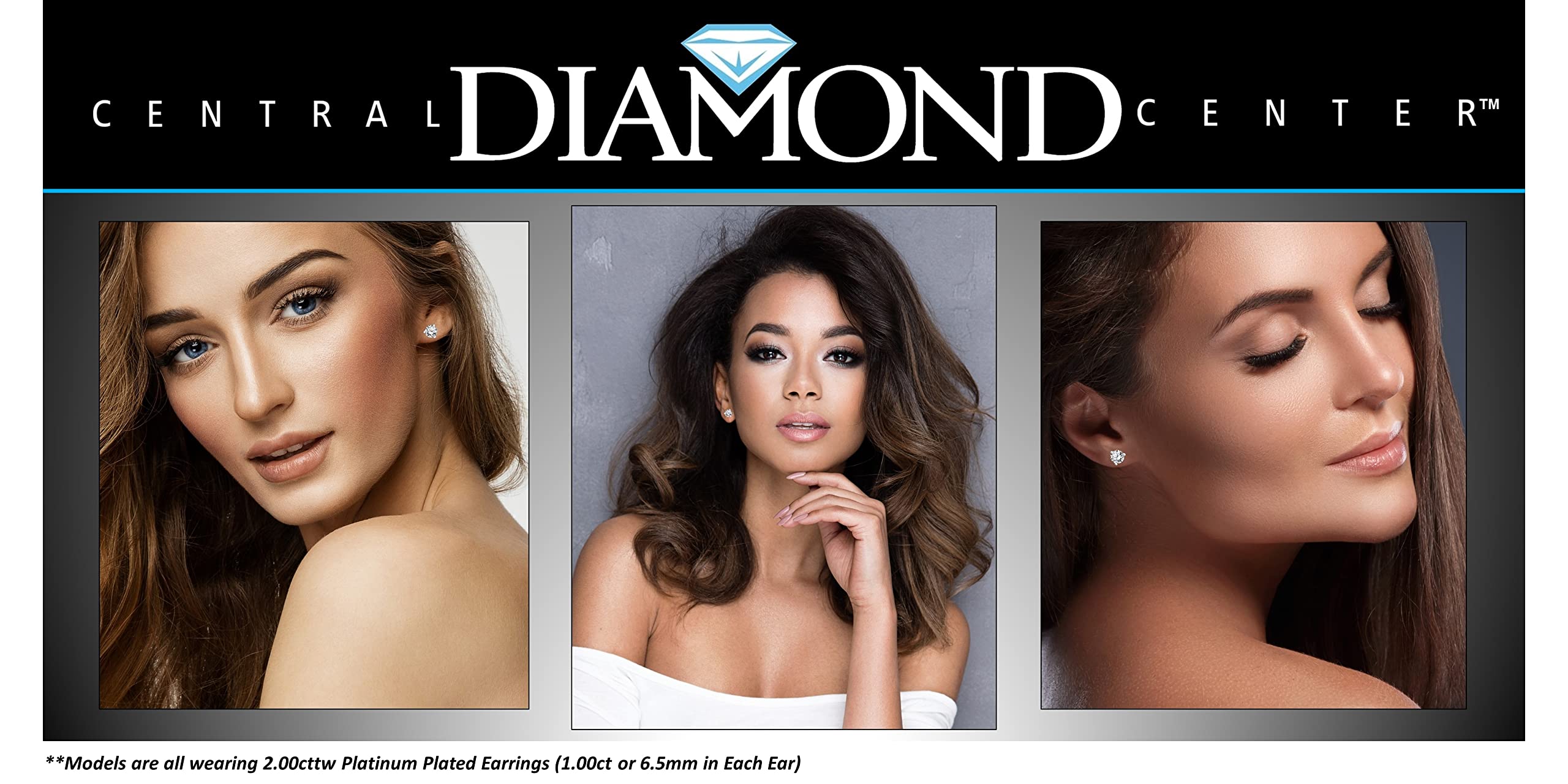 Central Diamond Center 14K Gold Post & Sterling Silver Zirconia 3 Prong Martini Stud Earrings - Rose Gold Plated 5.25mm 1.00cttw