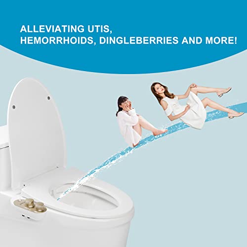 GLIGAM Bidet Attachment for Toilet Warm Water, Ultra-Slim Bidet Hot and Cold,Non-Electric Bidet Attachment for Frontal/Rear Wash, with Retractable Nozzle, Pressure & Angle Controls,Easy to install