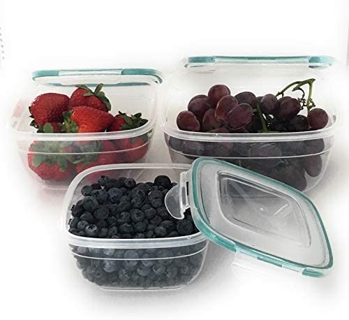 Food Storage Containers Set, Airtight Plastic Container for Pantry & Kitchen Organization, BPA Free, Meal Prep Lunch Container with Durable Leak Proof Lids, Clear Made İn TURKEY, 3 PC (0,6-1-1,7LT)