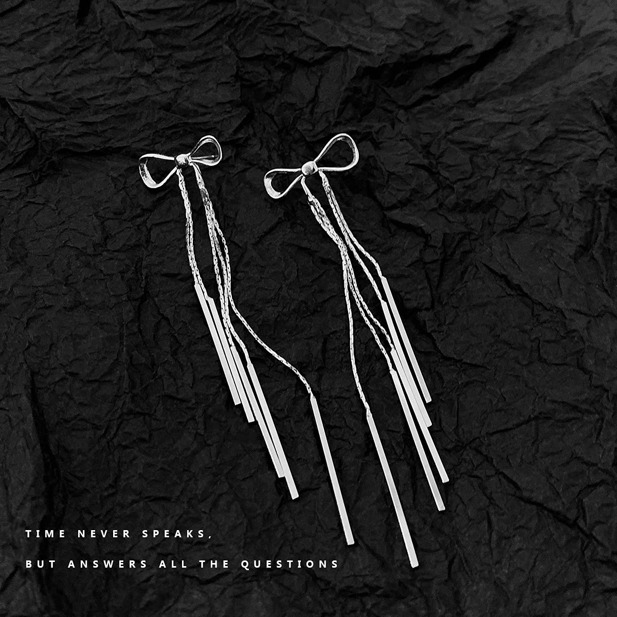 Chic Bow Knot Threader Dangle Stud Earrings Butterfly Knot Tassel Long Chain Dangling Charm Drop Statement Earring Christmas Jewelry for Women