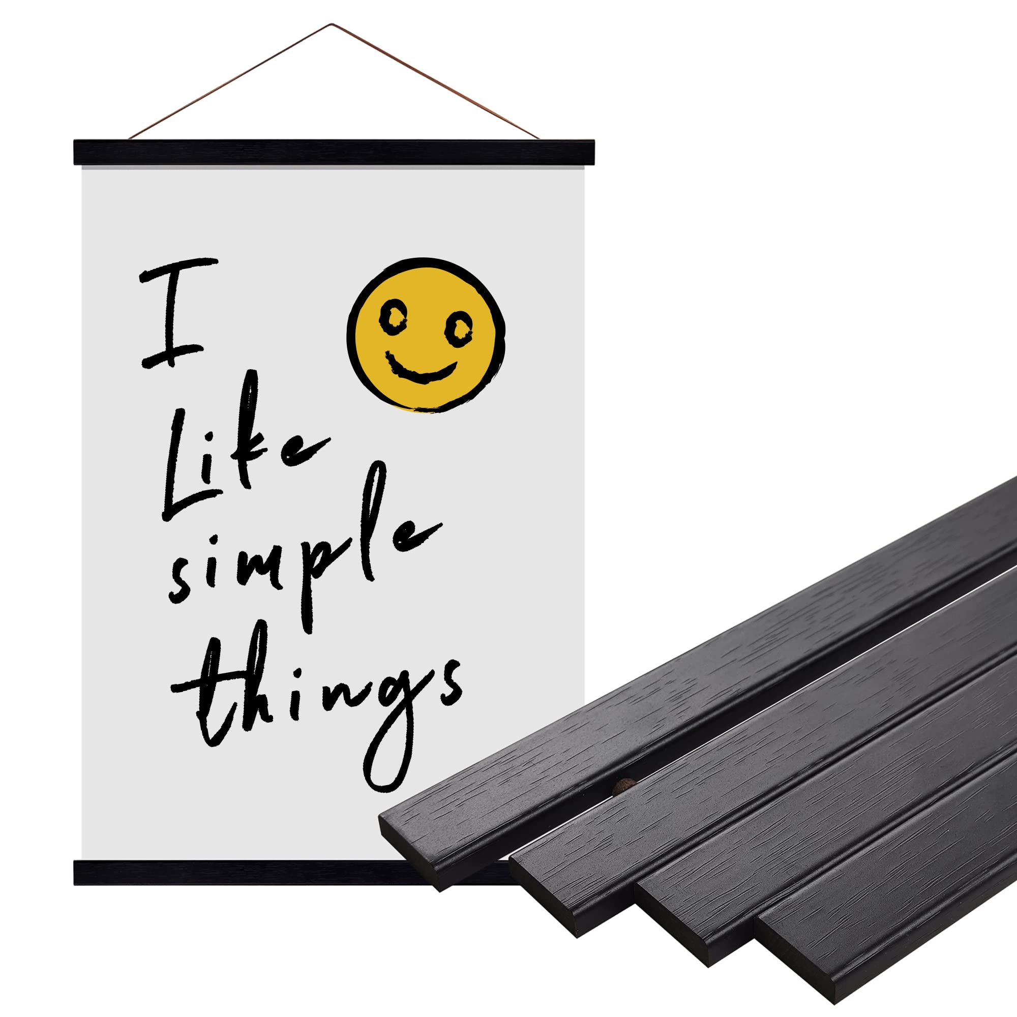 Bluesun 16 inch Magnetic Poster Hanger Frame, 16x20 16x24 16x30 Magnet Canvas Artwork Print Dowel Poster Hangers Frames Hanging Kit (16 inch, Black)