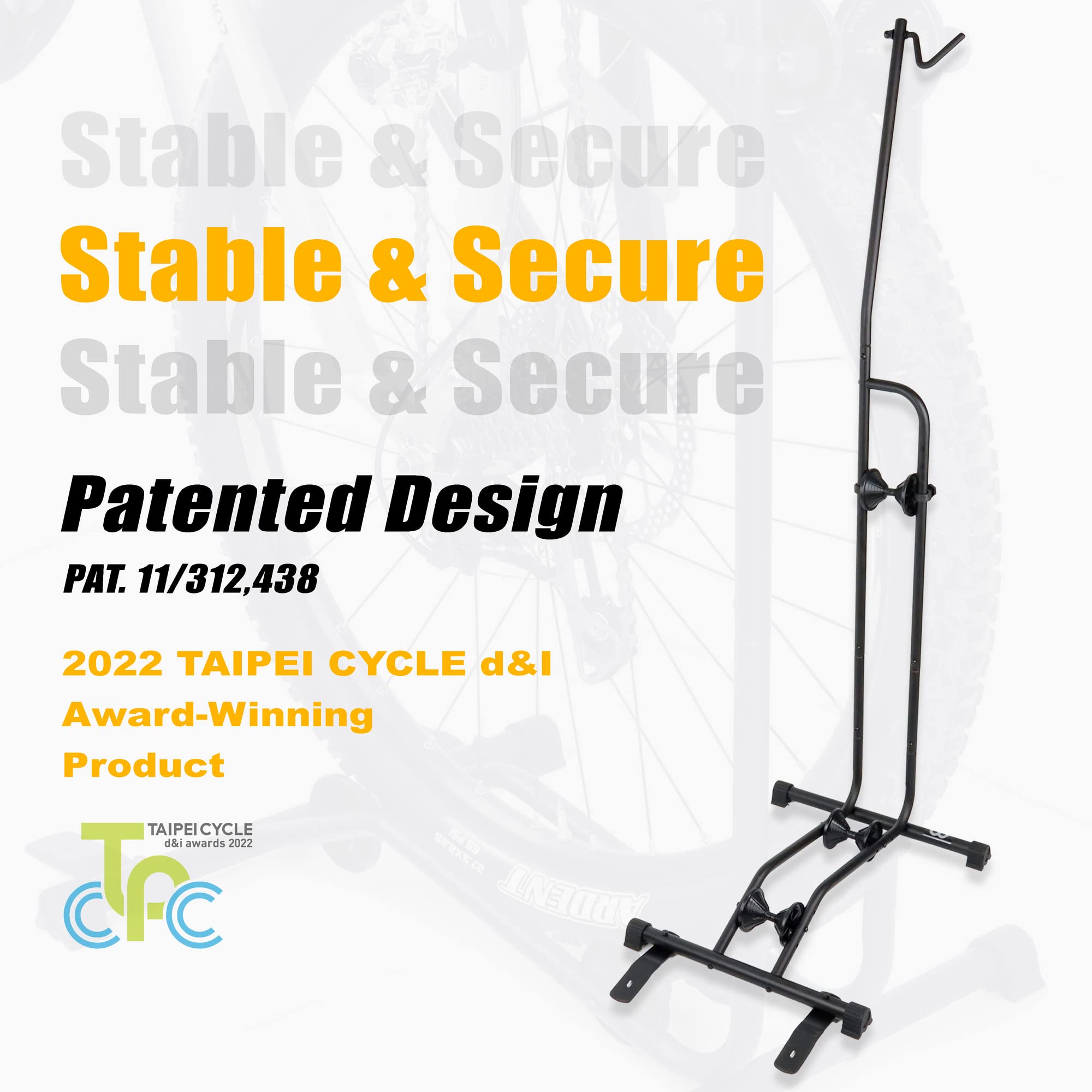 CyclingDeal Upright Bike Stand - Premium Quality Vertical & Horizontal Adjustable Bicycle Floor Parking Rack - Safe & Secure for Storing MTB Road Bikes - for Wheels Sizes up to 29” Pack of 2