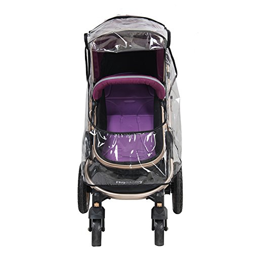 Stroller Rain Cover, PVC Universal Waterproof Baby Pram Rain Cover Wind Shield Pram Accessory Windproof Protection Protect from Snow Travel Weather for Jogging Pushchairs