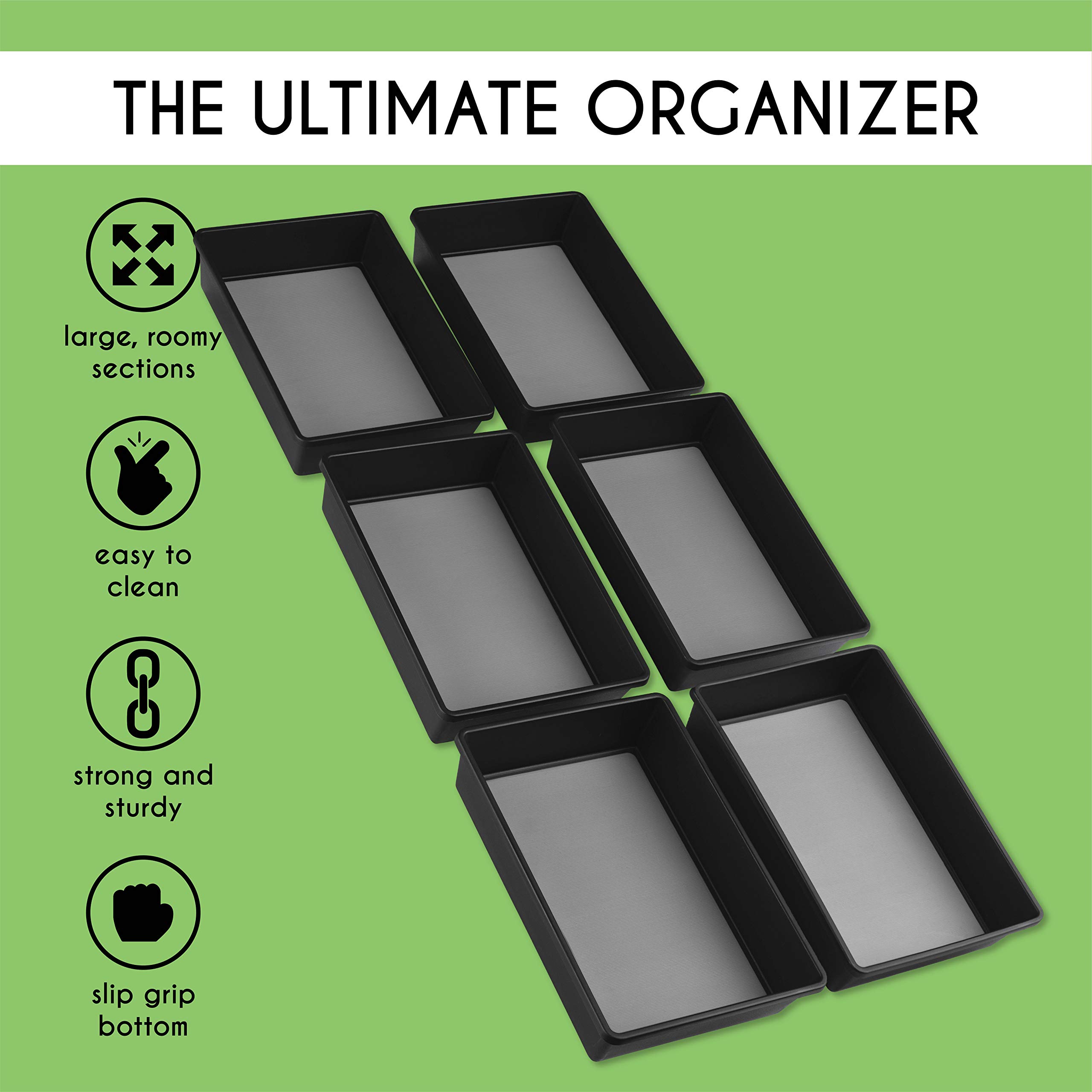 LIVORINI Drawer Organizers | Kitchen Drawer Organizer, Desk Drawer Organizer, Junk Drawer Organizer | Organization and Storage Tray [6 Pcs]