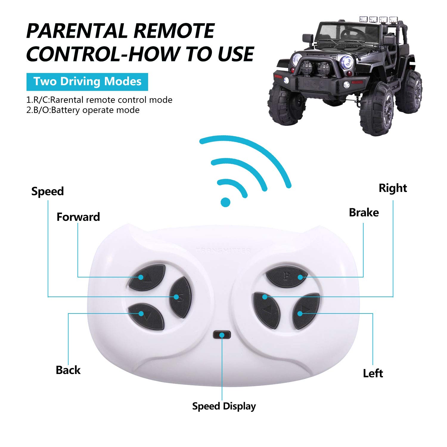 Tobbi Kids Ride on Truck Style 12V Battery Powered Electric Car W/Remote Control Black