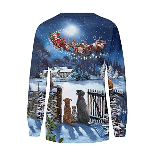 Christmas Tops for Women Temperament Sweatshirt Long Sleeve Crew Neck Top Fall Sweater Christmas Pullover Shirts