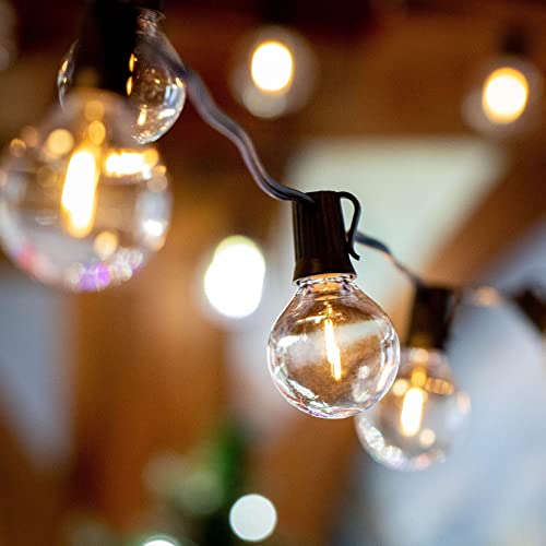 Novelty Lights 25 Pack G50 LED Light Bulbs, E17 C9 Intermediate Screw Base Shatterproof Outdoor String Lights Clear Globe Bulbs, Edison Light Bulbs for Patio Decor, Warm White, 0.6 Watt