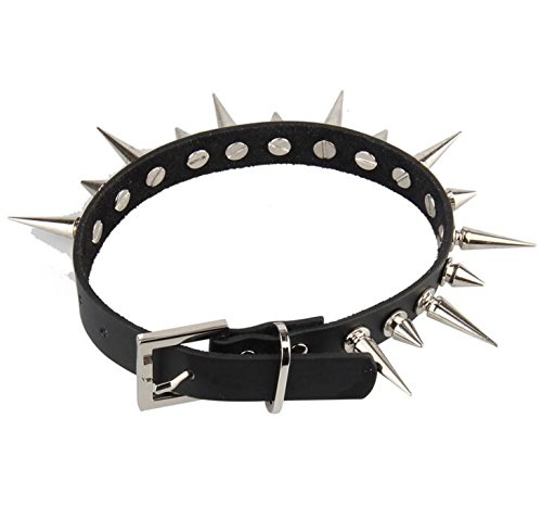 Bystar Unisex Genuine Leather Punk Rock Gothic Spikes Rivets Choker Collar Necklace