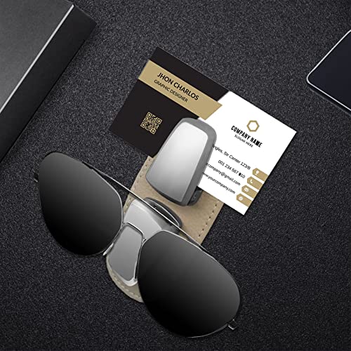 GOOTHX Sunglass Holder for Car, Sunglass Visor Clip, Car Interior Accessories,Universal Leather Sunglass Clip and Ticket Card Clip for Car
