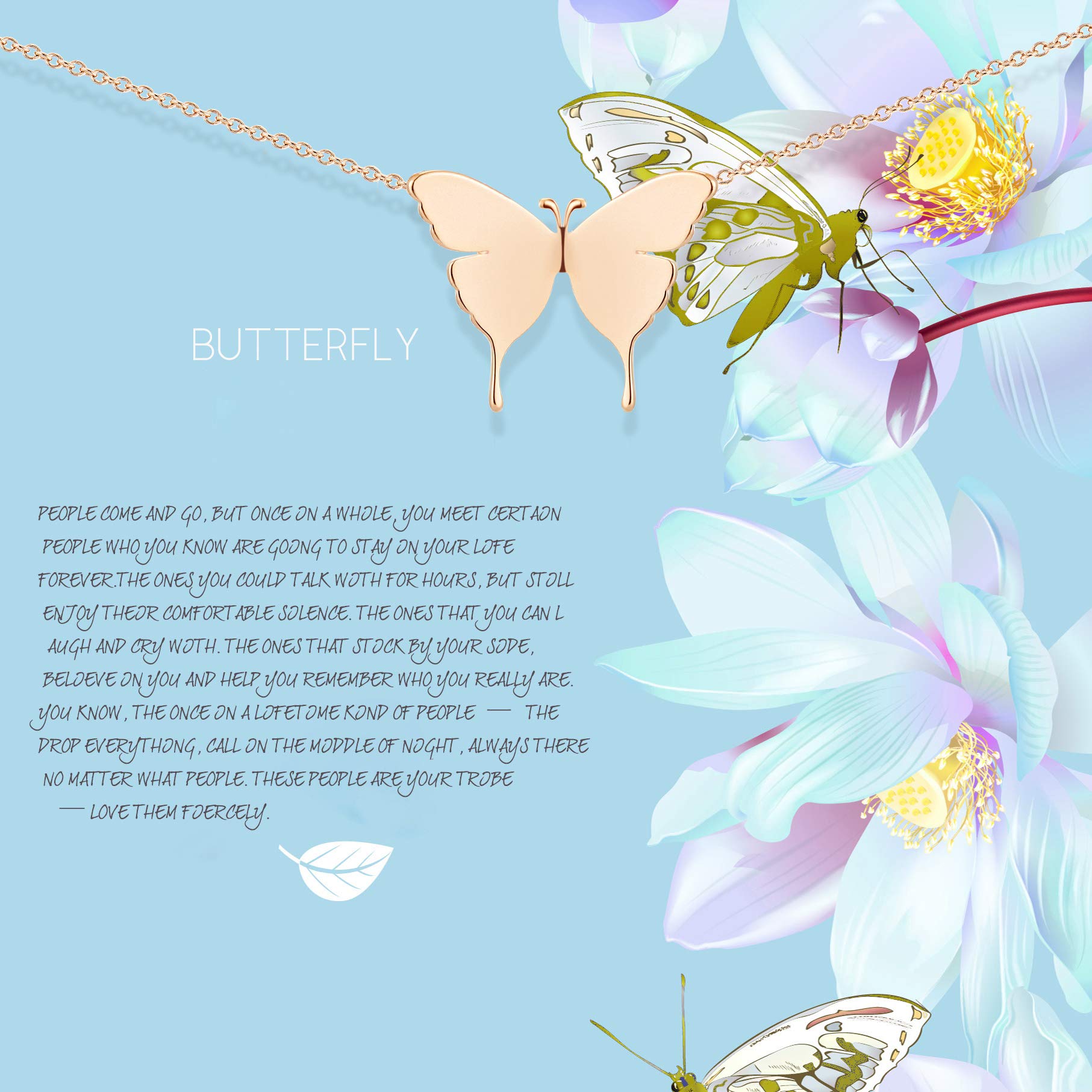 MEVECCO Gold Butterfly Pendant Necklaces,18K Gold Plated Dainty Cute Handmade Jewelry for Women …